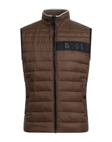 BOSS Quilted Shell Vest With Brand Logo - Brown