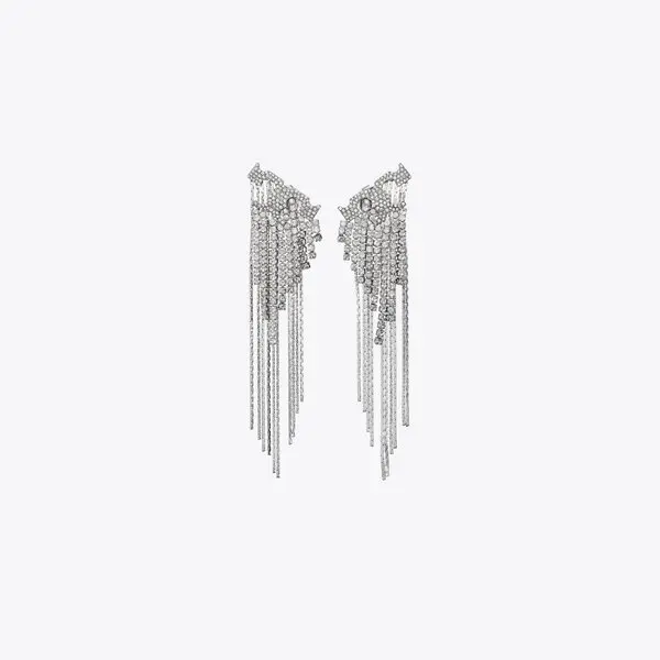 Tory Burch Runway Pavé Serif T Earrings - Tory Silver/crystal