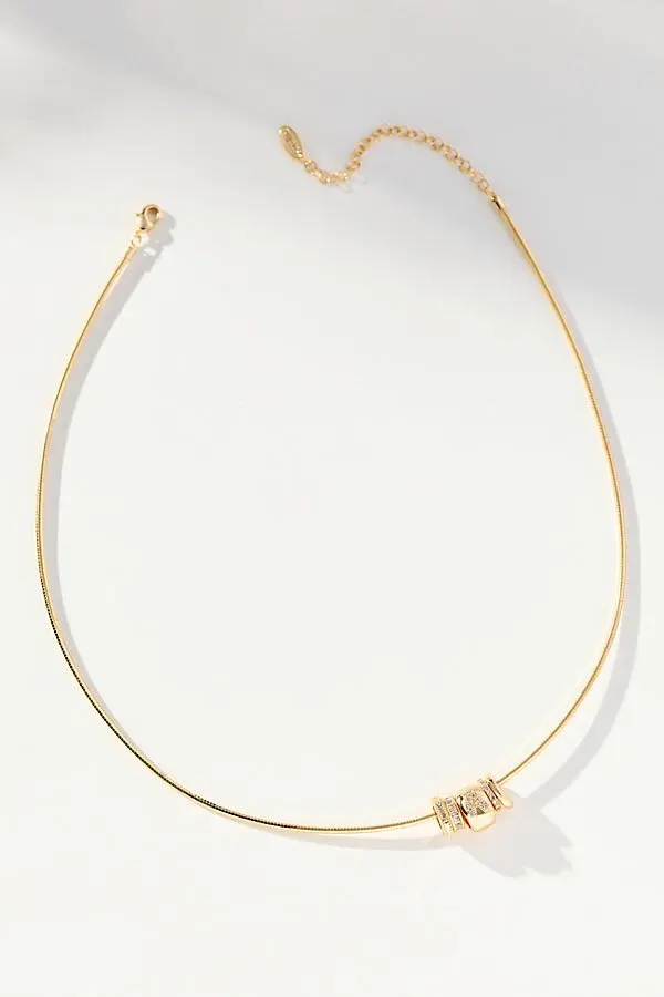 Anthropologie Donut Charm Monogram Necklace - A