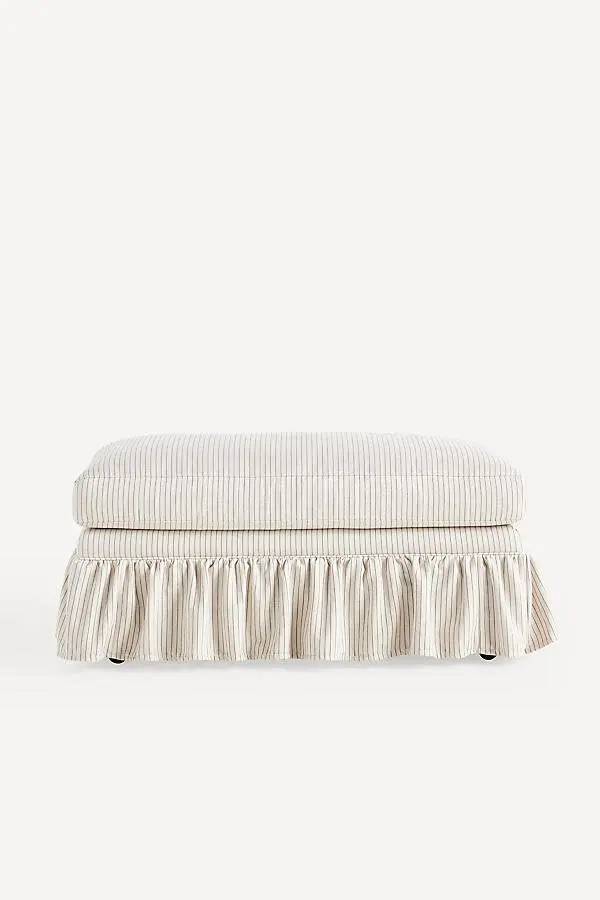 Anthropologie Bowen Sorrento Stripe Ruffle Ottoman - Grey