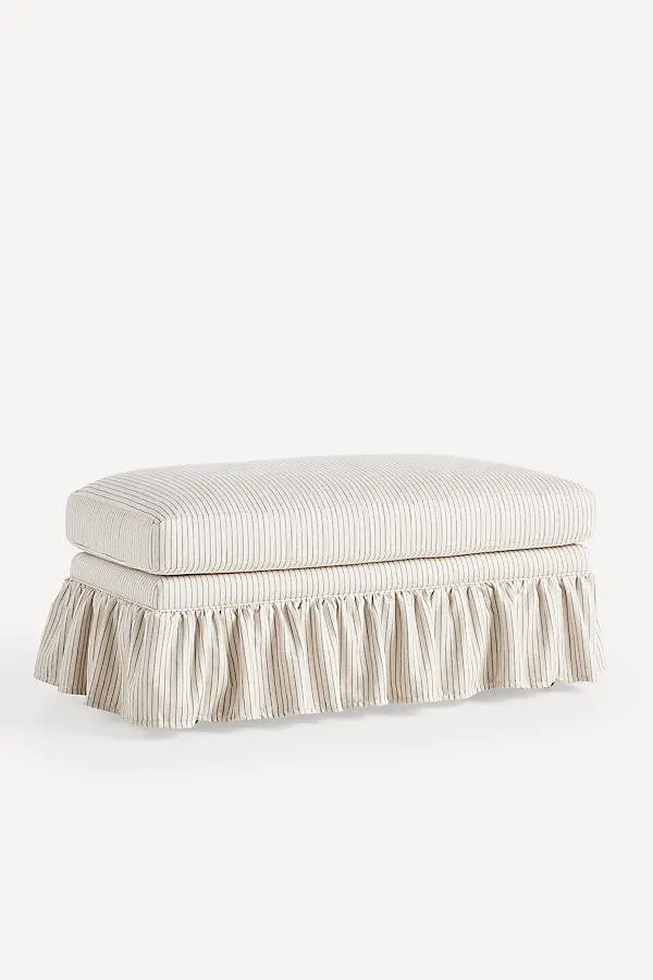 Anthropologie Bowen Sorrento Stripe Ruffle Ottoman
