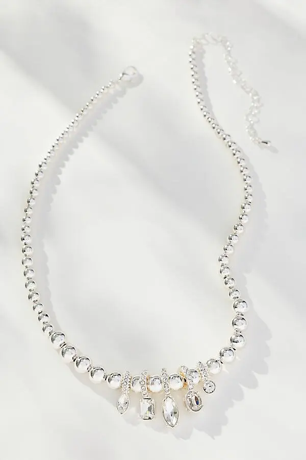 Anthropologie Crystal Ball Necklace - Silver