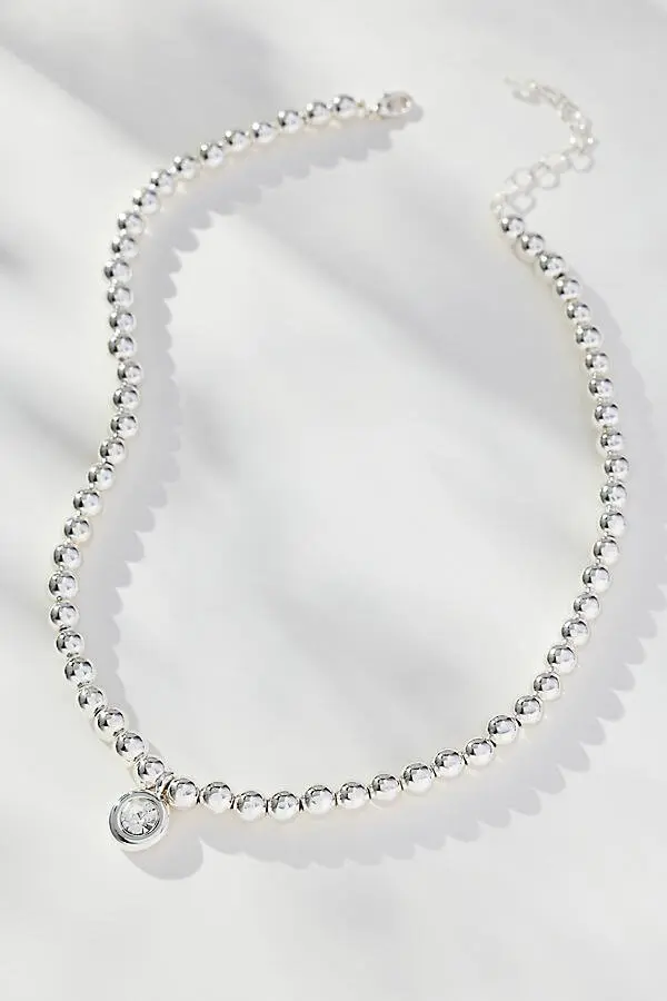 Anthropologie Crystal Bubble Chain Necklace - Silver