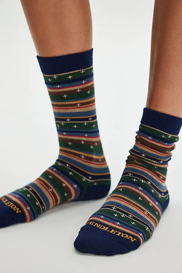 Pendleton Cotton Crew Socks - Bridger Scout Blue