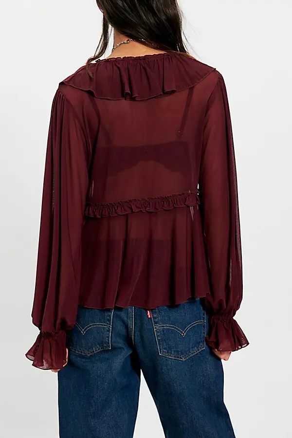 Free People Long Sleeve Peplum Top - Dionysus