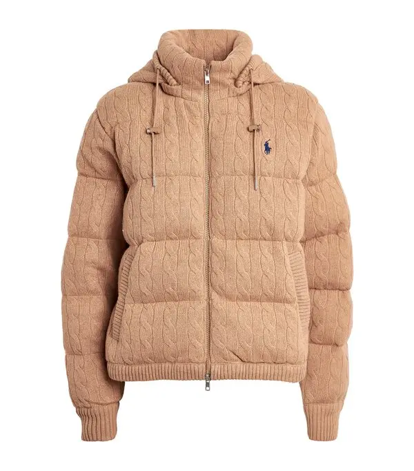 Polo Ralph Lauren Wool-cashmere Cable-knit Puffer Jacket
