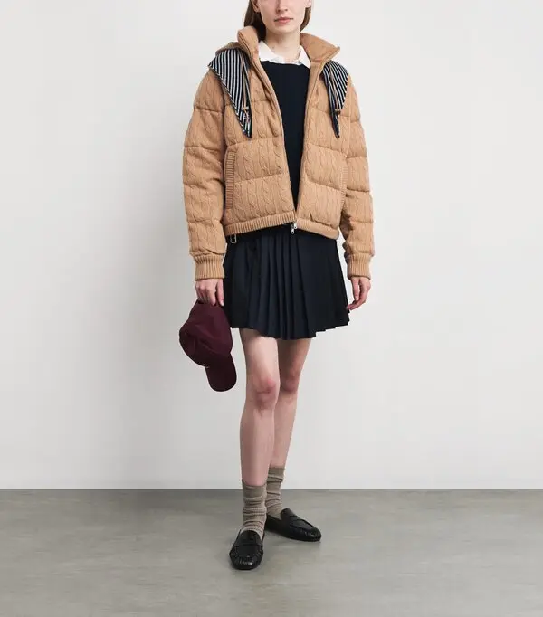 Polo Ralph Lauren Wool-cashmere Cable-knit Puffer Jacket