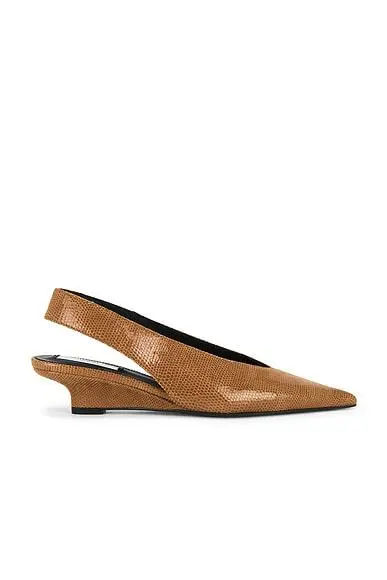 TOTEME Wedge Lizard Embossed Slingback - Tan