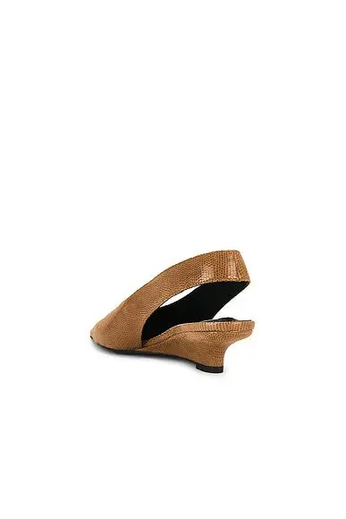 TOTEME Wedge Lizard Embossed Slingback - Tan