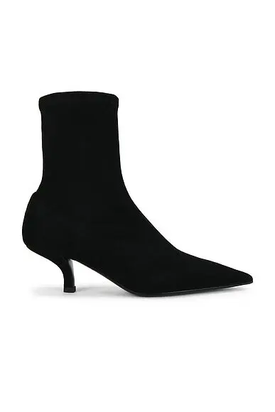 TOTEME Suede Heeled Sock Boot - Black