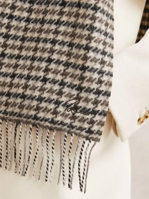 REISS Hound Wool-cashmere Check Scarf - Brown Multi
