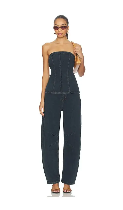 SNDYS. Lex Denim Corset Top