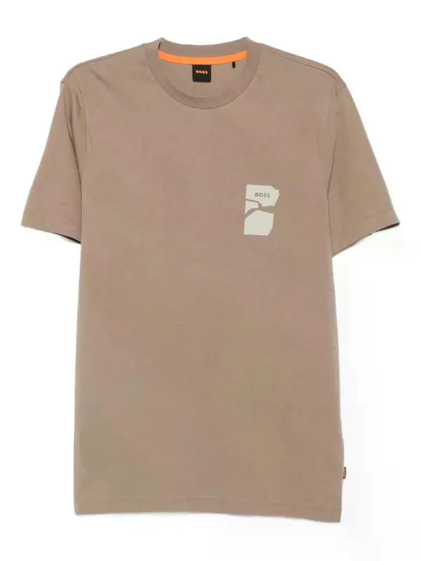 BOSS Logo-print Cotton T-shirt - Brown