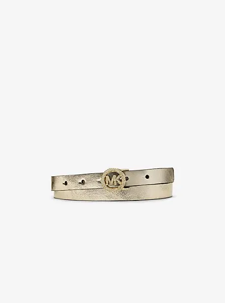 Michael Kors Embellished Metallic Leather Belt - Gold