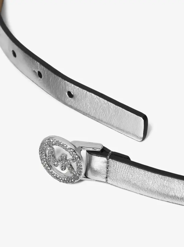 Michael Kors Embellished Metallic Leather Belt