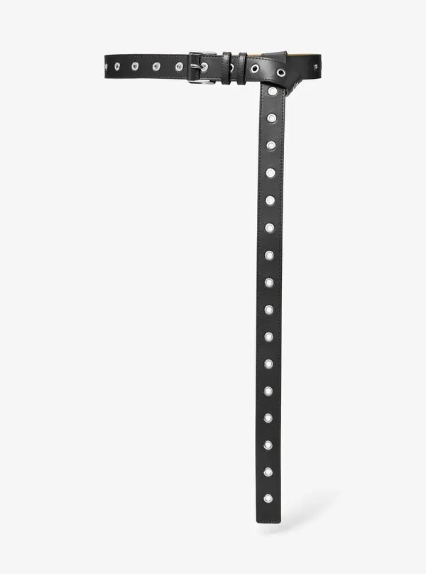 Michael Kors Grommeted Leather Belt - Silver