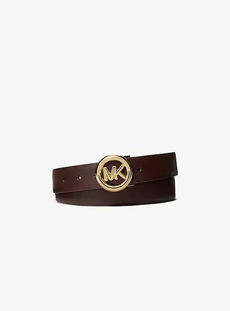 Michael Kors Leather Belt With Logo - Brown