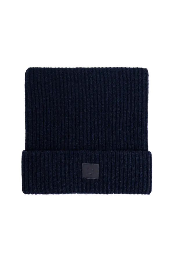 Acne Studios Wool Beanie With Logo - Navy Blue