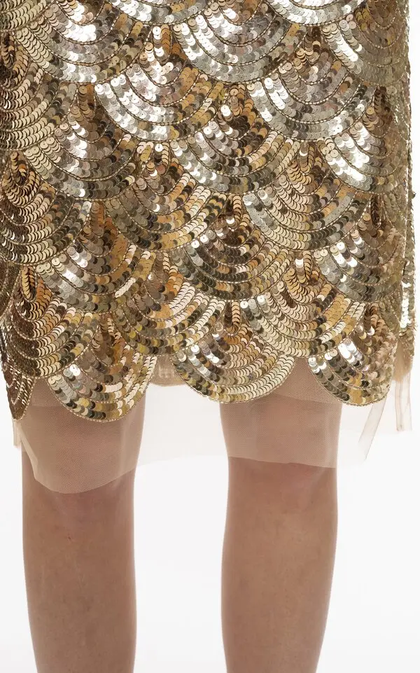 DES_PHEMMES Sequined Midi Skirt - Gold