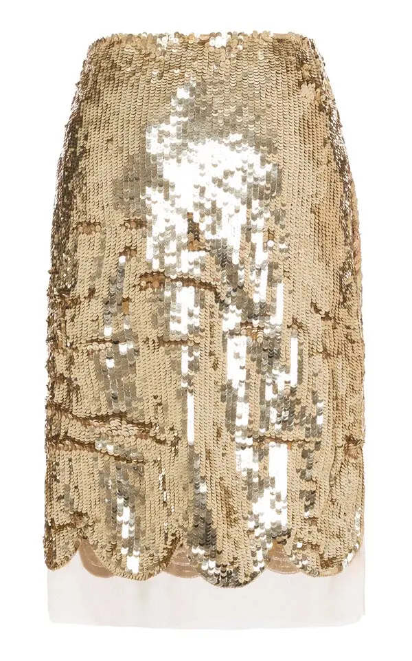 DES_PHEMMES Sequined Midi Skirt - Gold