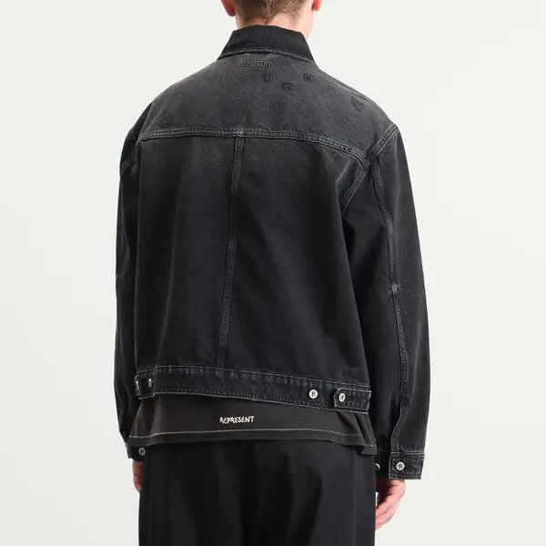 REPRESENT Collared Denim Jacket - Aged Black