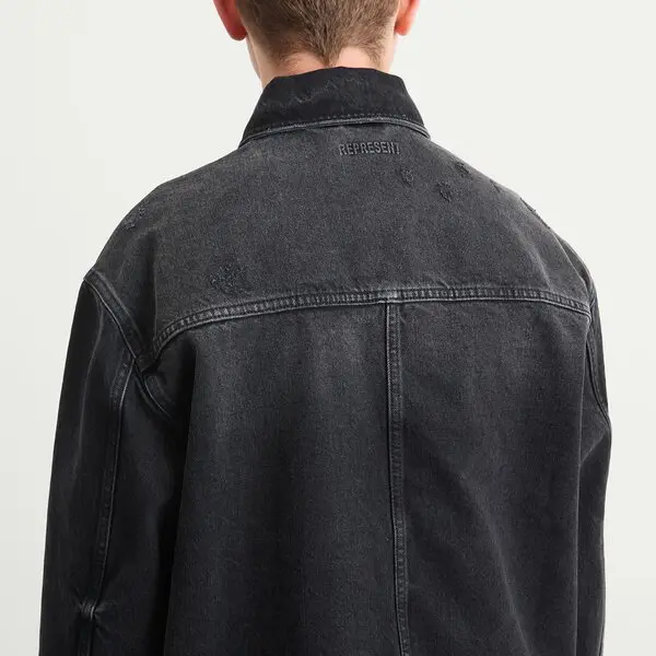 REPRESENT Collared Denim Jacket - Aged Black