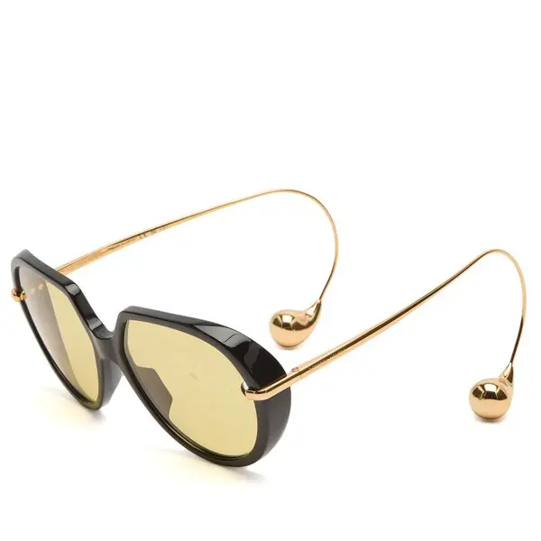 Bottega Veneta Bv1436s Drop Sunglasses - Black/gold/yellow
