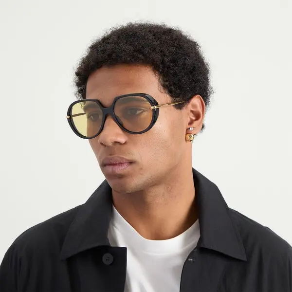 Bottega Veneta Bv1436s Drop Sunglasses - Black/gold/yellow