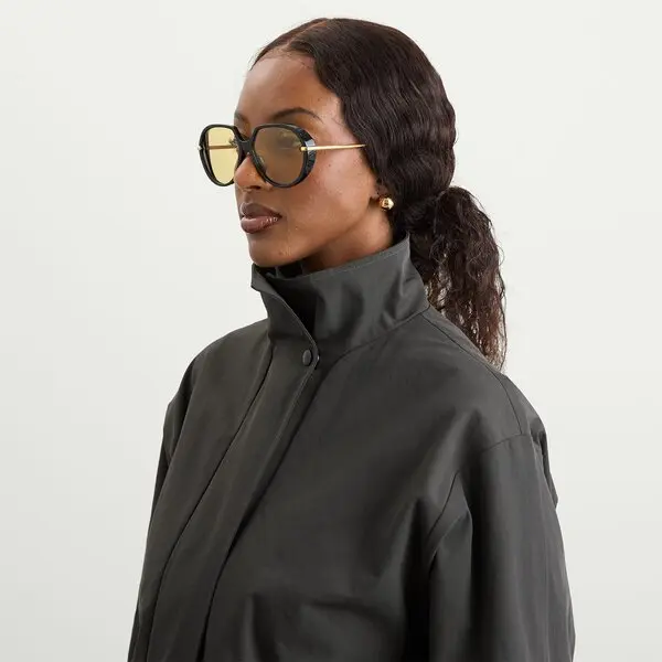 Bottega Veneta Bv1436s Drop Sunglasses - Black/gold/yellow