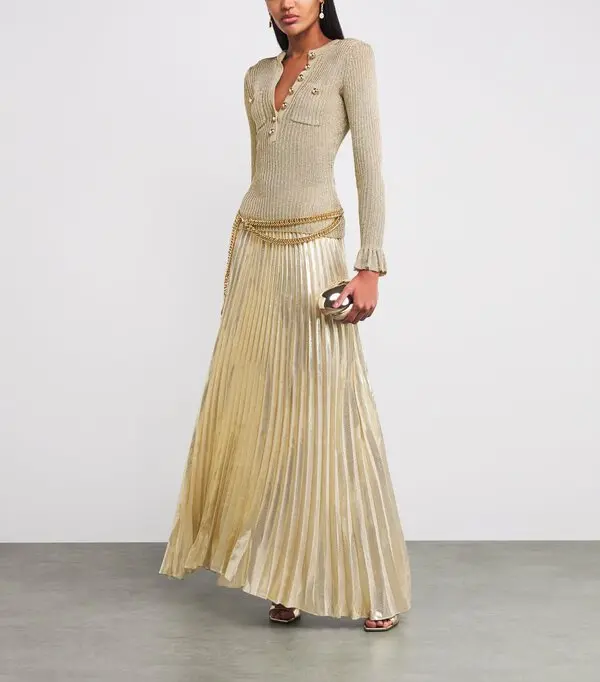 SELF-PORTRAIT Lurex Ribbed Maxi Dress