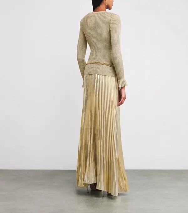 SELF-PORTRAIT Lurex Ribbed Maxi Dress