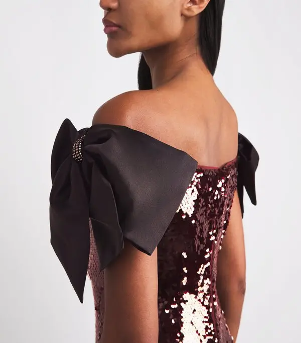 self portrait dress brown Self-portrait - Brown Rhinestone Mesh Maxi Dress main image 0