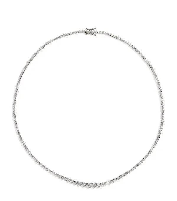 Harrods Gold And Diamond Graduated Tennis Necklace - White