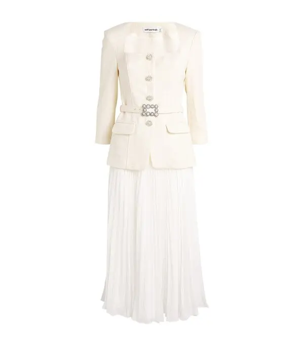 SELF-PORTRAIT Bouclé Midi Dress