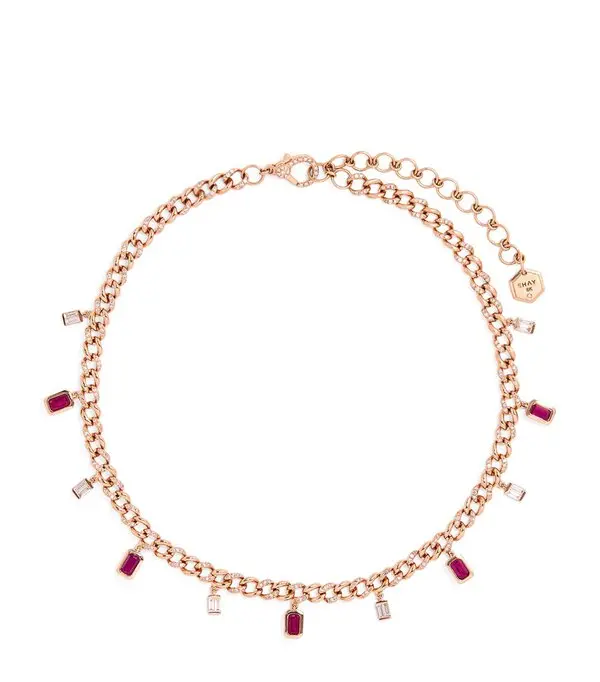 Shay Diamond And Ruby Link Choker - Rose Gold