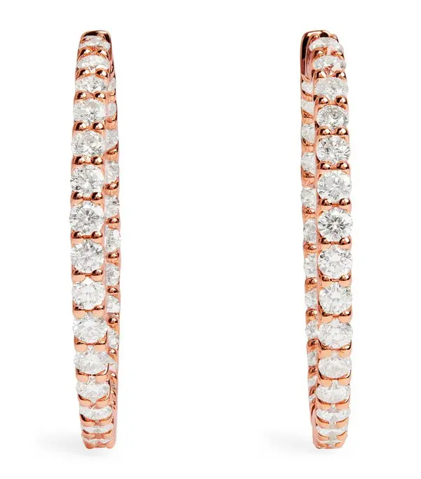 Harrods Diamond Hoop Earrings - Rose Gold