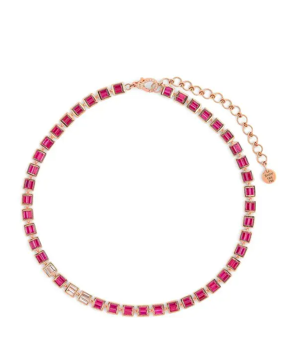 Shay Diamond And Ruby Deco Choker - Rose Gold