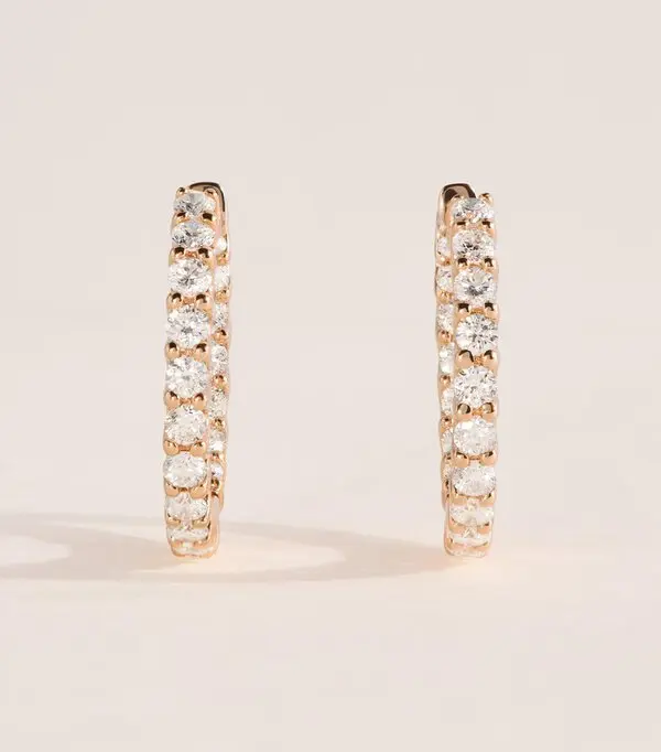Harrods Diamond Hoop Earrings - Rose Gold