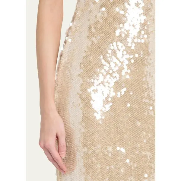 L'Agence Karma Sequined Maxi Dress - Beige