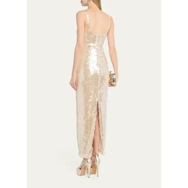 L'Agence Karma Sequined Maxi Dress - Beige