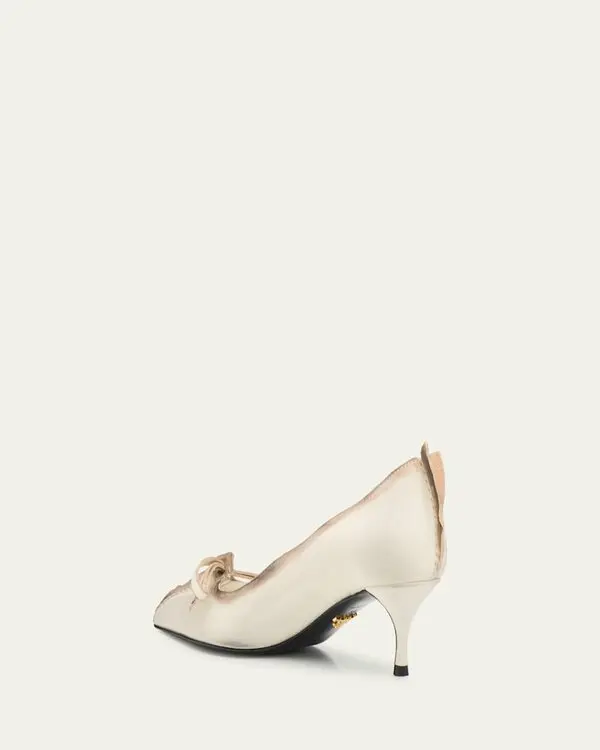 Prada Distressed Leather Pointed-toe Pumps