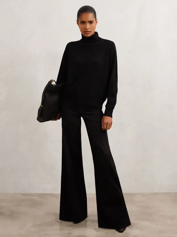 REISS Wendy Wool Roll-neck Jumper - Black