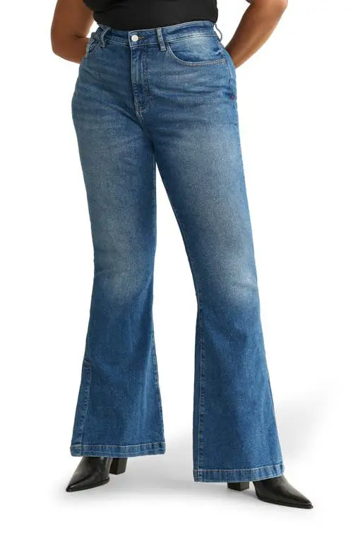 Warp + Weft Mia Split Hem High Waist Flare Jeans - Rowdy