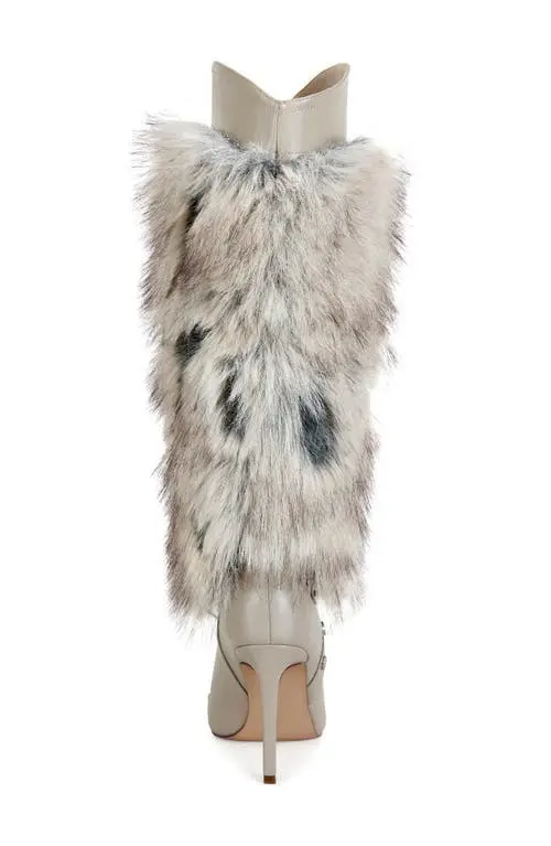 AZALEA WANG Alisette Faux Fur Knee High Boots - Grey