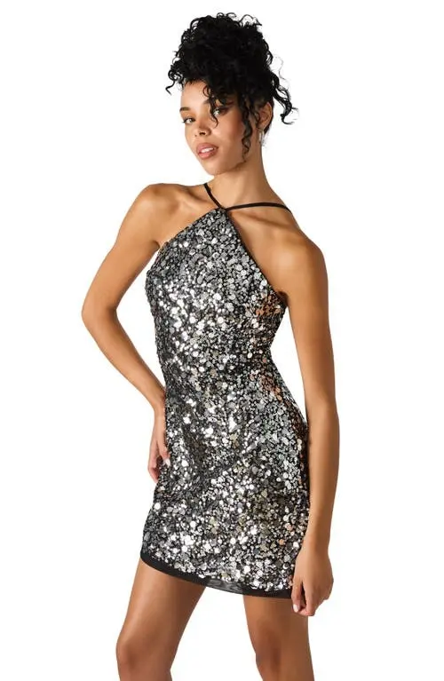 Steve Madden Lorenna Sequin Mini Halter Dress
