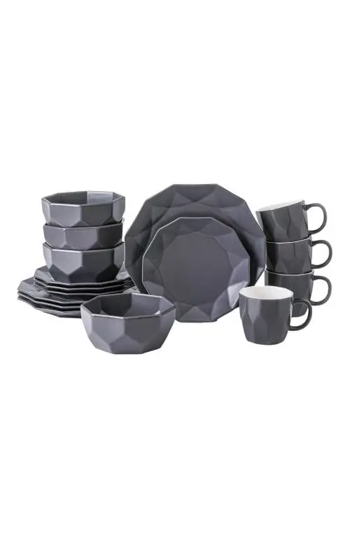 STONE + LAIN Jamie Porcelain 16-piece Dinnerware Set - Grey