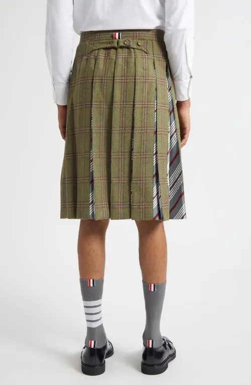 Thom Browne Tartan Pleated Wool Backstrap Skirt