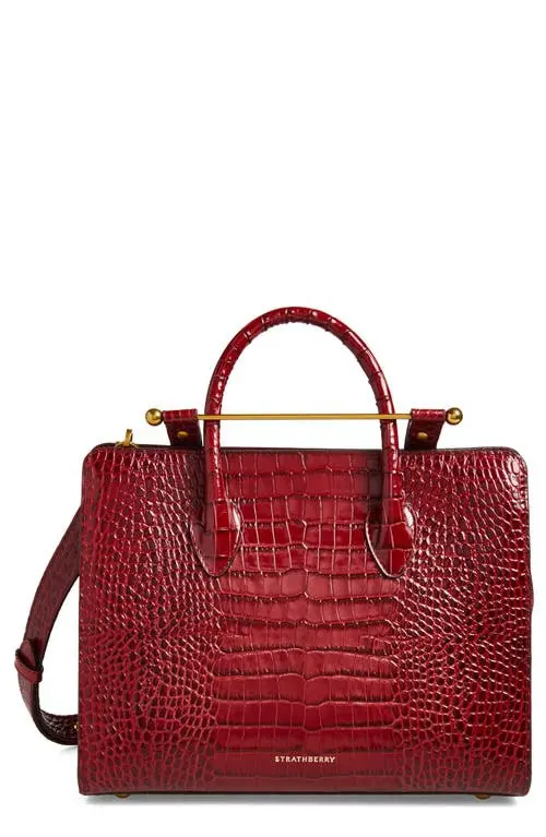 Strathberry Midi Croc Embossed Leather Tote