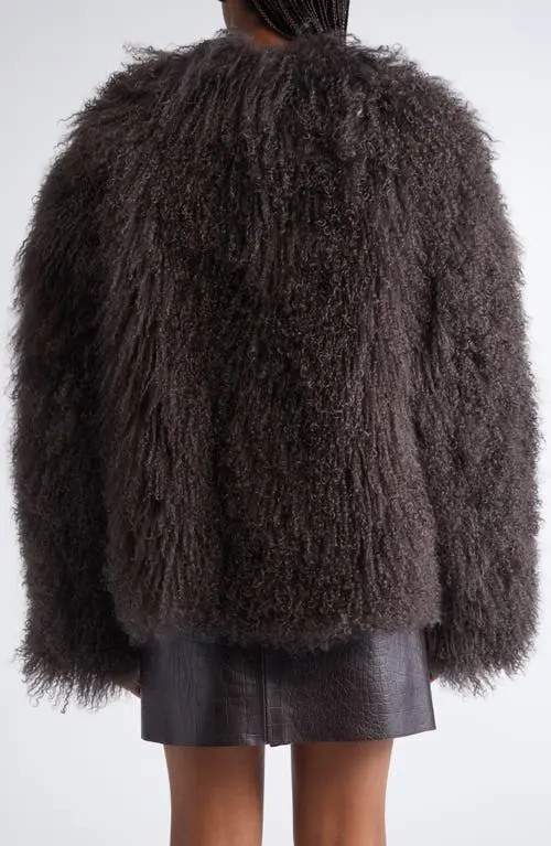 STAND STUDIO Curly Genuine Shearling Jacket - Dark Grey