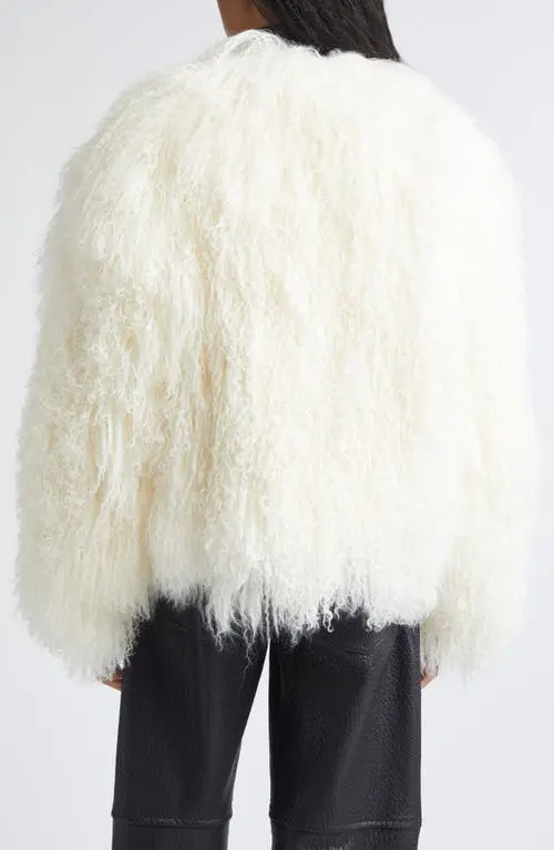STAND STUDIO Curly Genuine Shearling Jacket - Off White